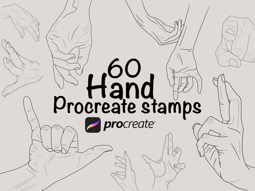 60 Hands Procreate Brushes | Procreate Stamps | Procreate Doodle ...
