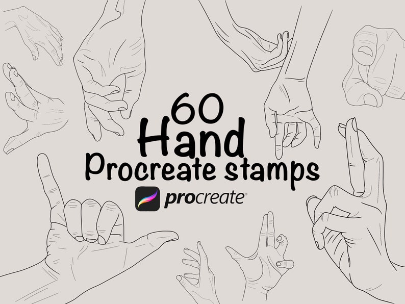 60 Hands Procreate Brushes | Procreate Stamps | Procreate Doodle ...