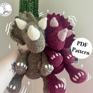 Triceratops Crochet Pattern Animal Dino Dinosaur Cute Crochet Baby Easy ...