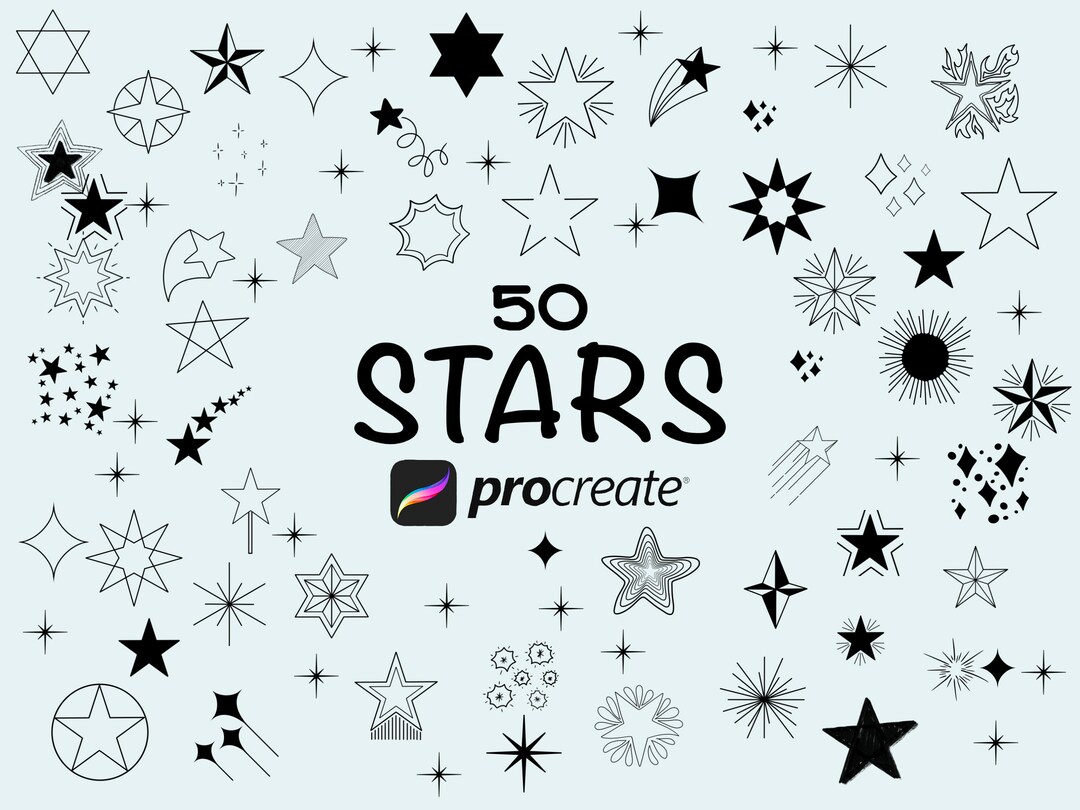 50 Star Procreate Brushes | Star Doodle Brushset | Star Procreate ...