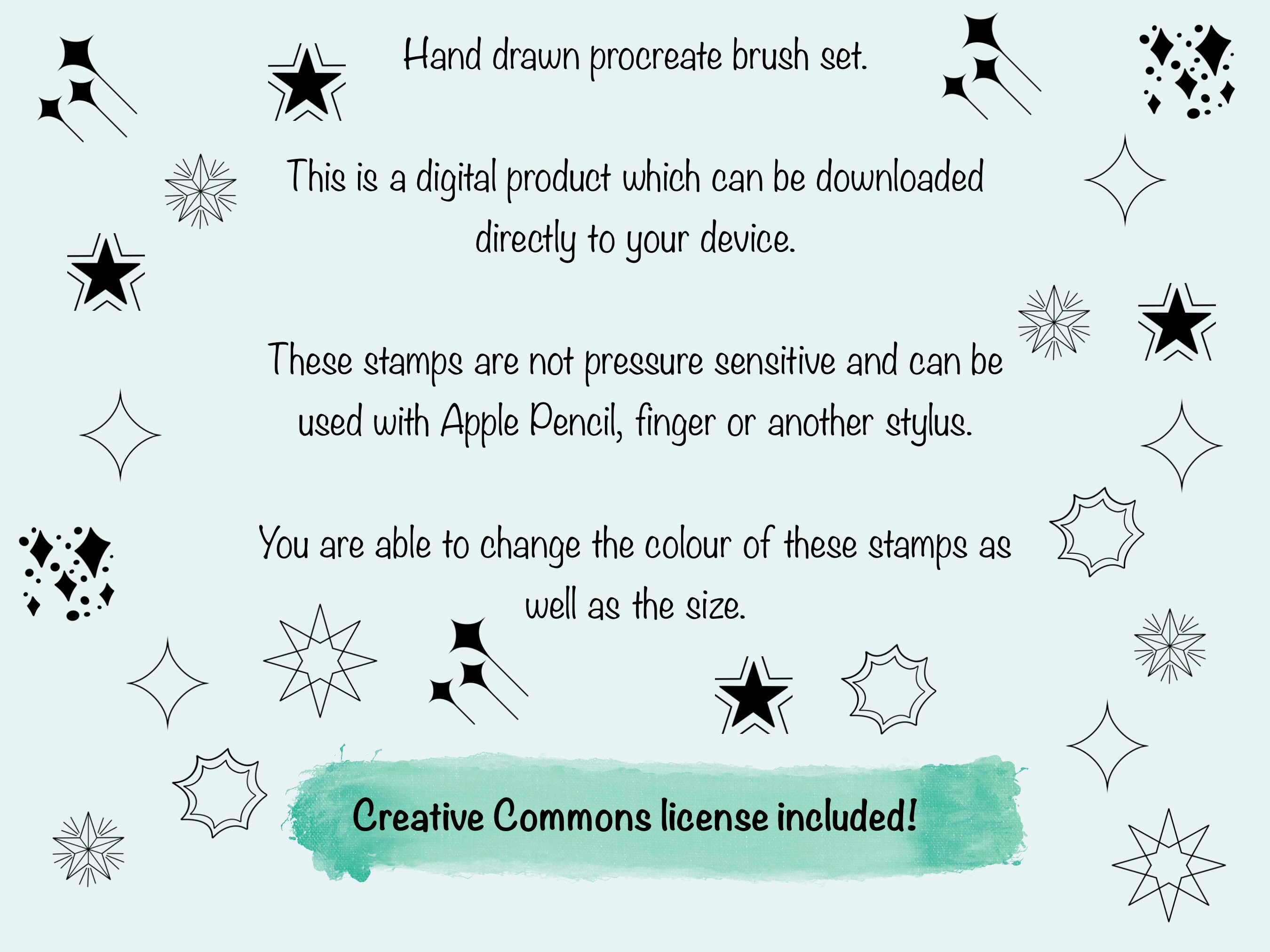 50 Star Procreate Brushes Star Doodle Brushset Star Procreate Stamps ...