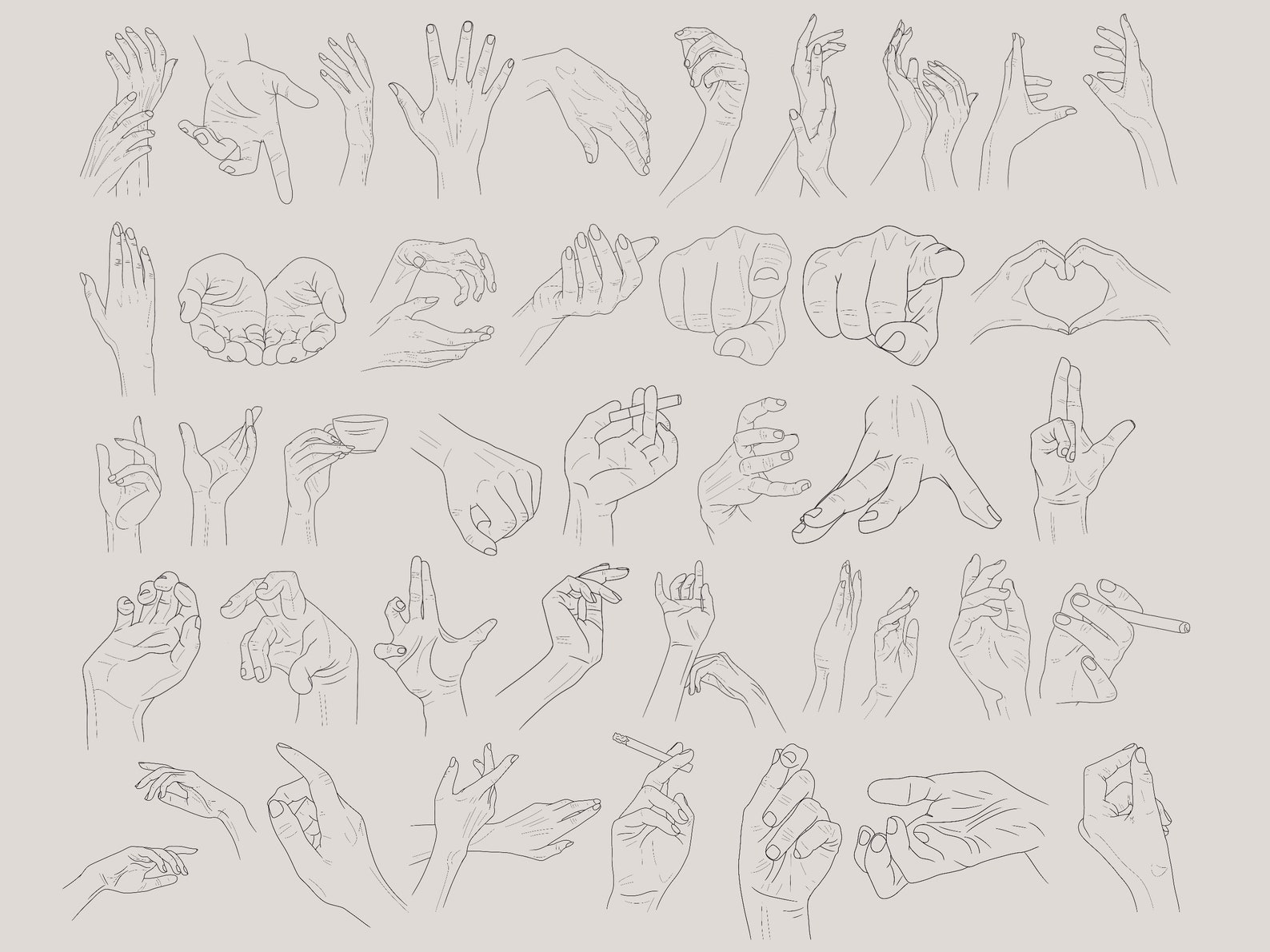 60 Hands Procreate Brushes | Procreate Stamps | Procreate Doodle ...