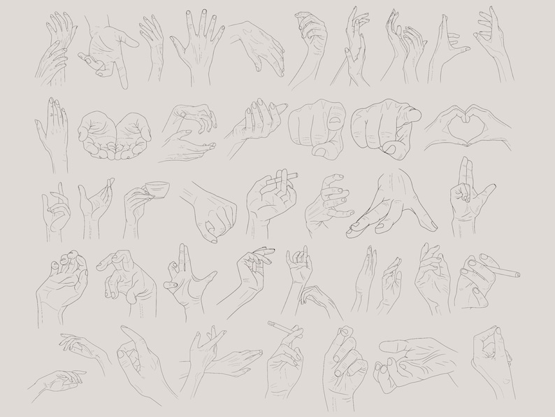 60 Hands Procreate Brushes | Procreate Stamps | Procreate Doodle ...