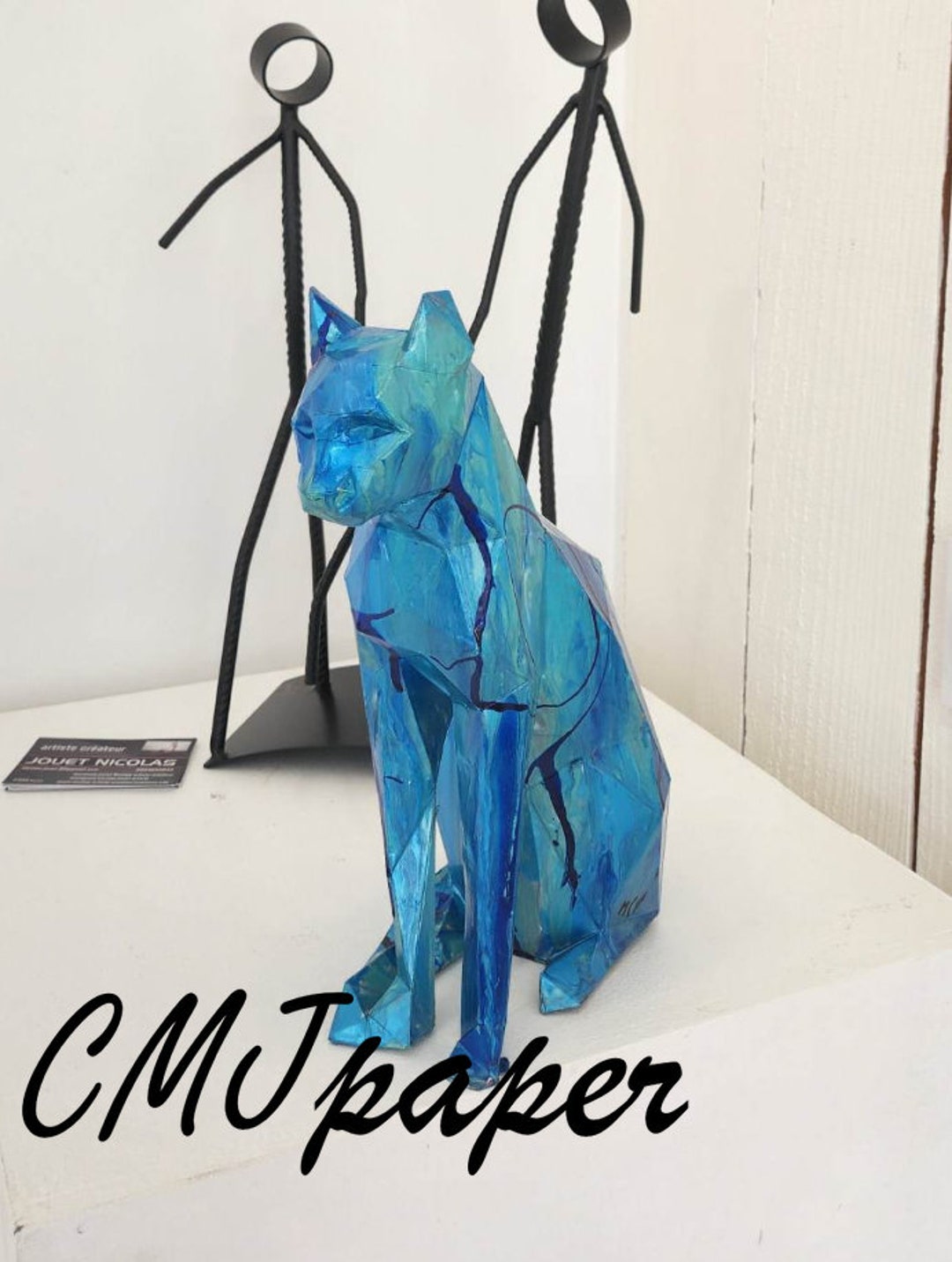 GATO PAPERCRAFT sentado Hazlo tú mismo Escultura de gato de papel ...