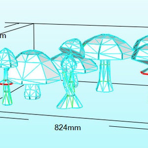 PAPERCRAFT Set of 7 Giant MUSHROOMS Decorations to Make Yourself Paper ...