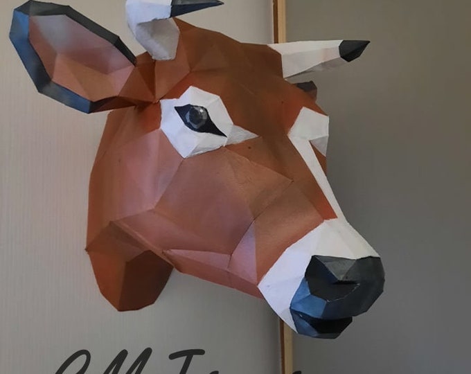 COW PAPERCRAFT to Make Yourself Cow Head Trophy Sculpture, 3D Paper ...