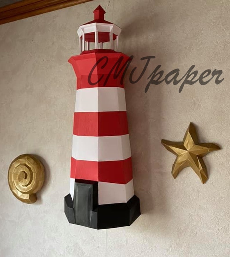 PAPERCRAFT Decor LIGHTHOUSE Starfish Shell MURAL to Make Yourself Paper ...