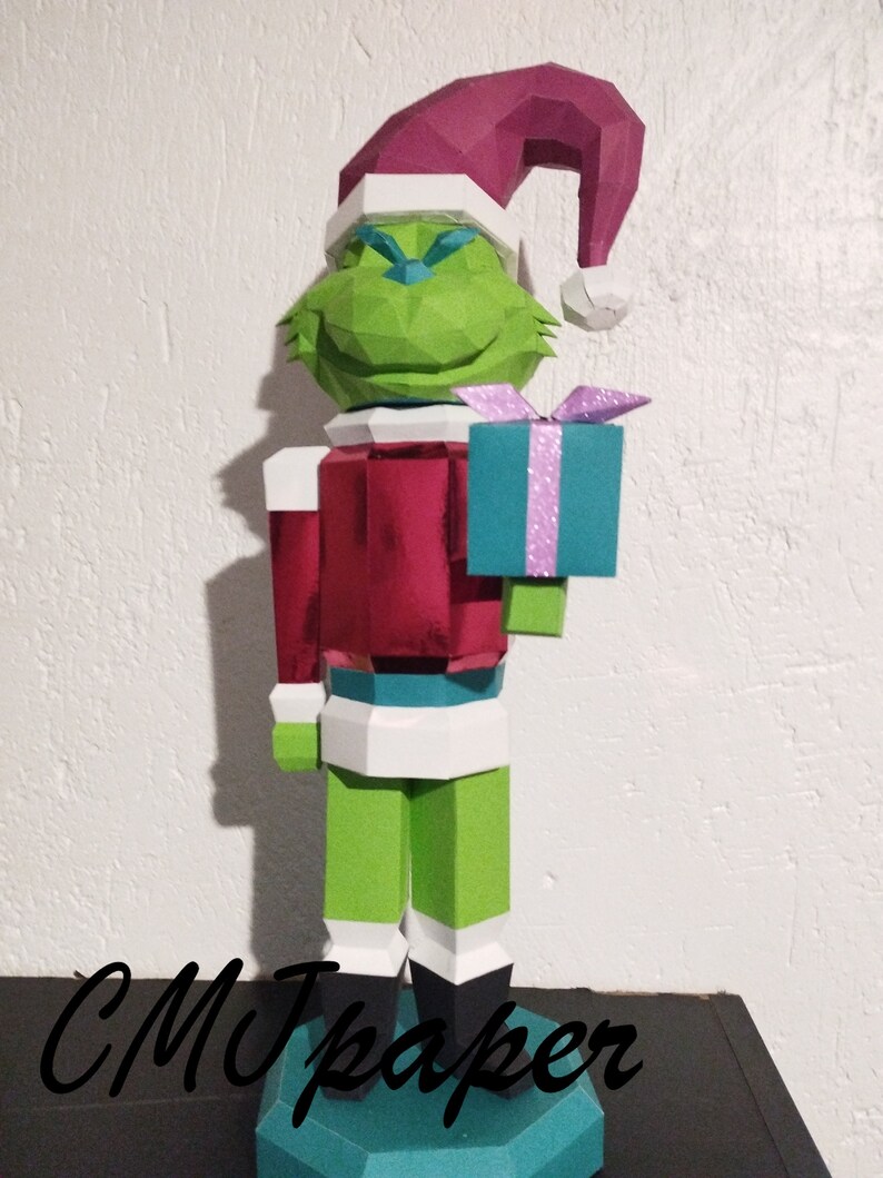 PAPERCRAFT GRINCH Nutcracker Make It Yourself Paper Grinch Sculpture ...
