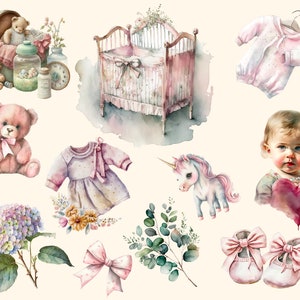 Baby Girl, Watercolor Clipart, Newborn Children PNG, Girl, Nursery ...