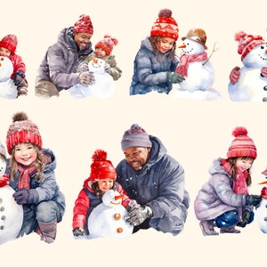 Snowman Watercolour Clipart, Christmas Collection Digital Print, New ...