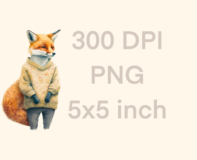 Fox in a Sweater Fairytale Foxes Clipart Watercolour Fox Man - Etsy