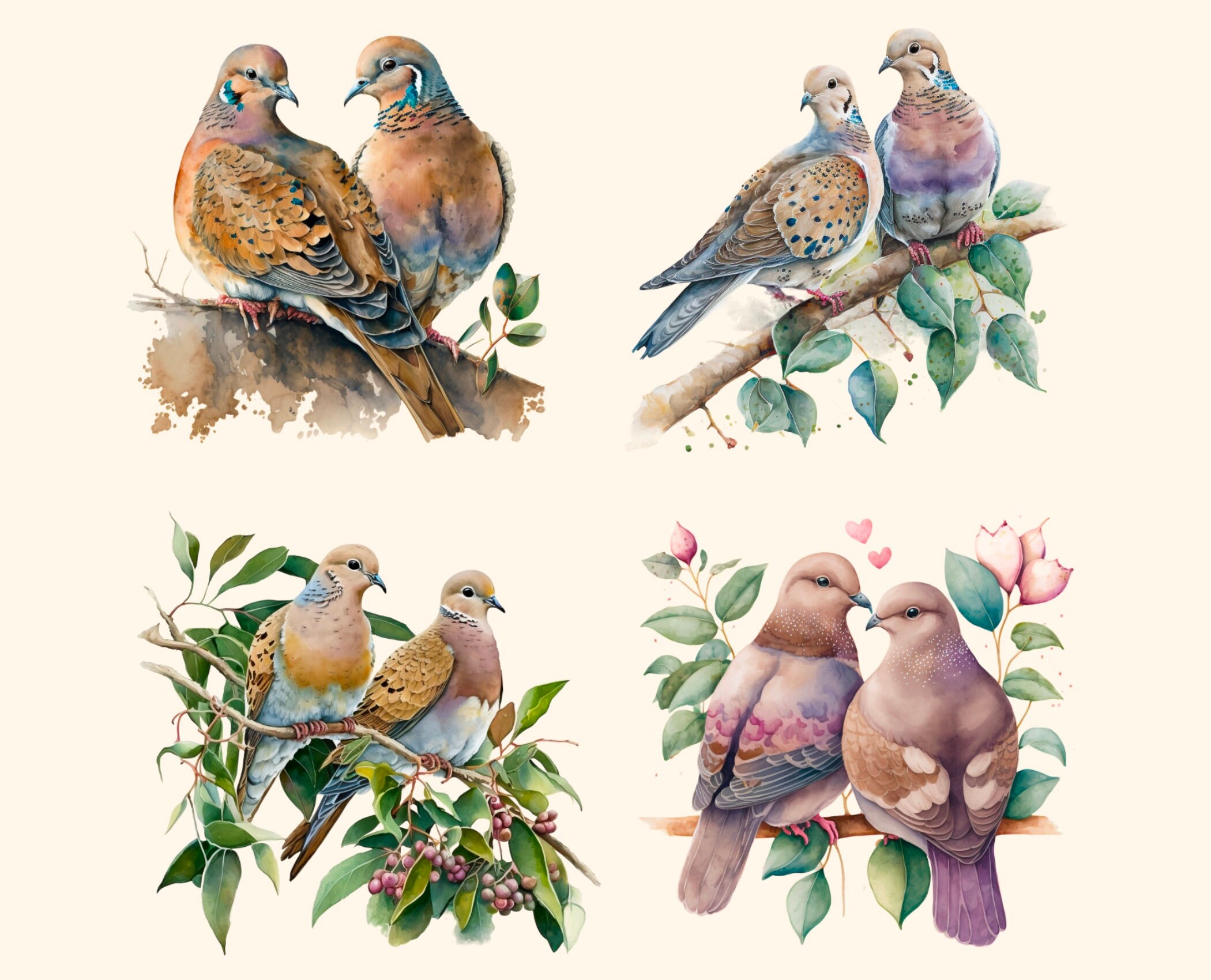 Pigeons Clipart Watercolor Png Cute Pigeon Digital Print - Etsy Australia