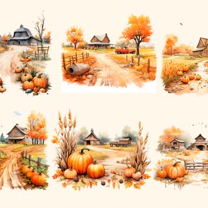 Fall Farm, Autumn Watercolor Clipart Png, Fall Has Come, Autumn Bouquet ...