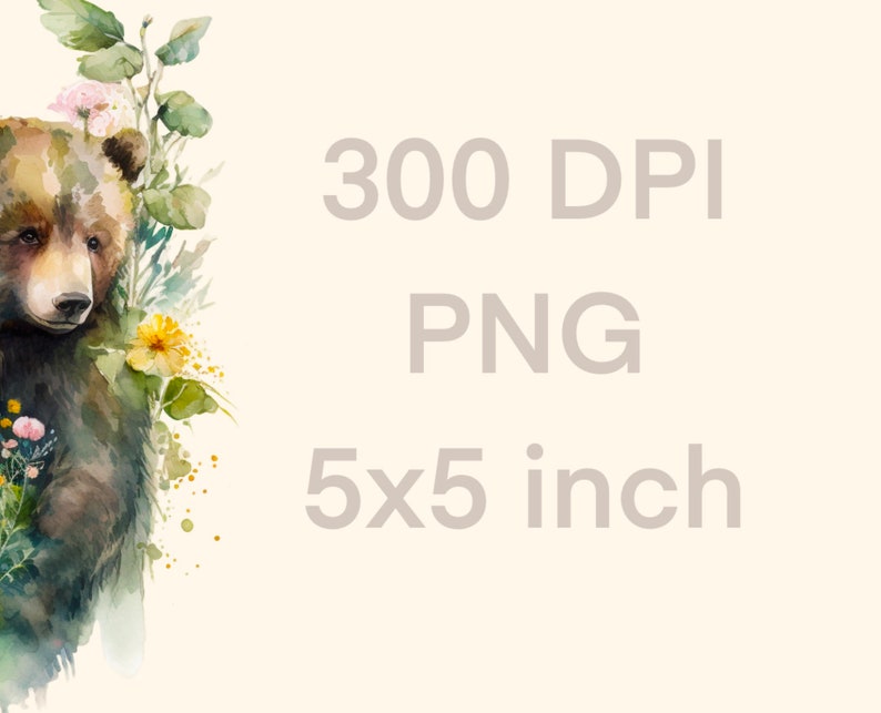 Watercolor Bears Png 16 Bears Clipart Digital Print - Etsy