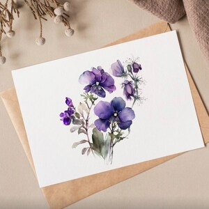 Pansies and Violet Clipart Watercolor Png, Flowers Digital Print ...