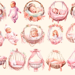Boho Baby Girl, Watercolor Clipart, Newborn Children PNG, Nursery Decor ...