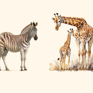 Watercolor Animals, Savannah Clipart Png, Cute 25 Animals Digital Print ...