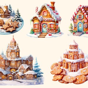 Christmas Gingerbread Houses Watercolour Clipart, Jingle, Holiday ...
