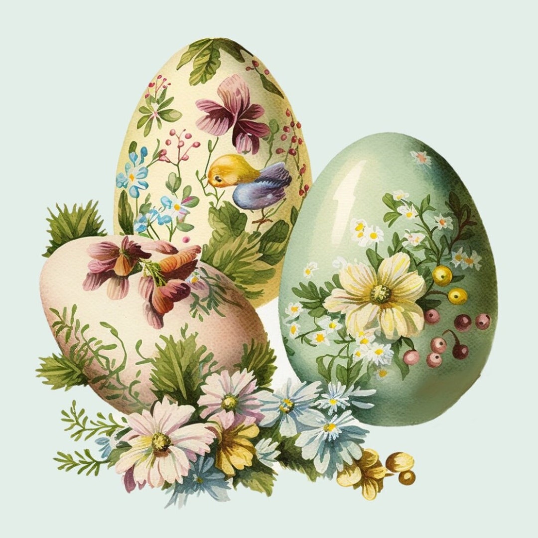 Easter Painted Eggs, Vintage Easter Watercolor Png Clipart, Easter ...