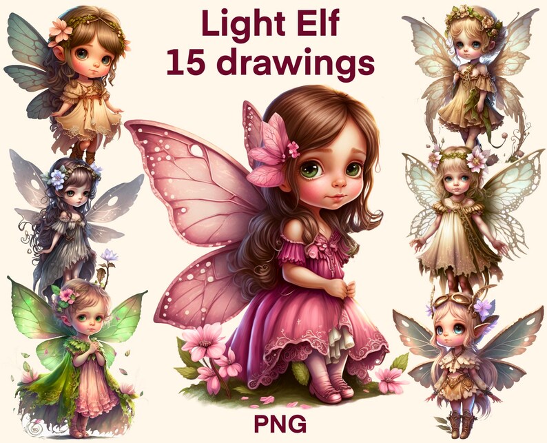 Light Elf Clipart Watercolor Png Digital Print Illustration - Etsy