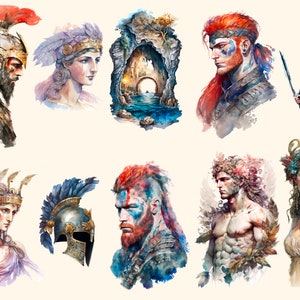 Ancient Greece, Hellas Clipart Watercolor, Digital Print, Illustration ...