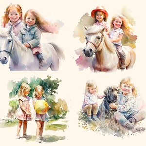 Children, Best Friends Watercolor Clipart Png, Cute Friends Digital ...