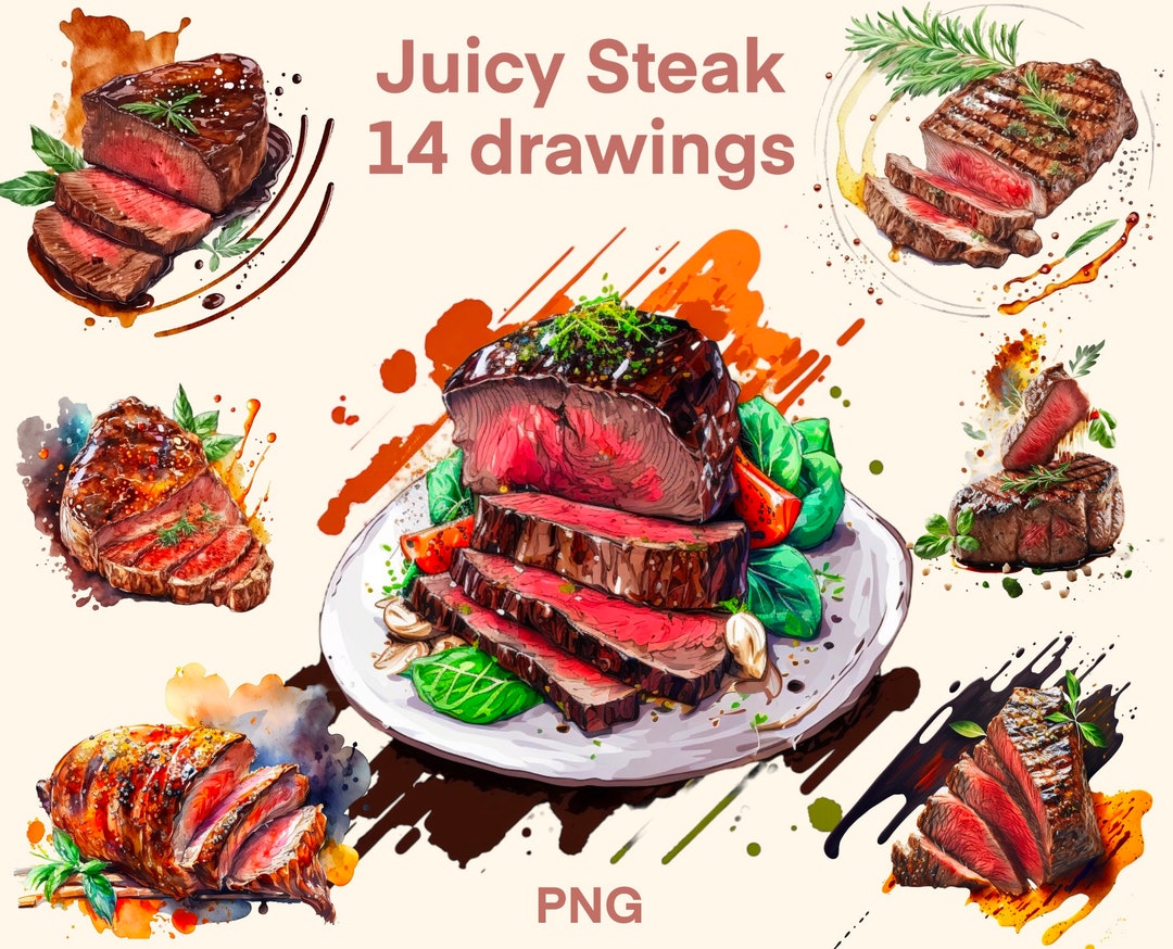 Juicy Steak Watercolor Clipart Png, Clipart, Digital Print ...