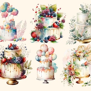 Cake Clipart Watercolor Png, A Wedding Cake Digital Print, Illustration ...