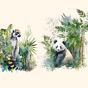 Tropical Animals Watercolor Clipart Png, Cute Animals Digital Print ...