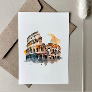 Rome Watercolor Clipart, Italy Digital Print, Coliseum Illustration Set ...