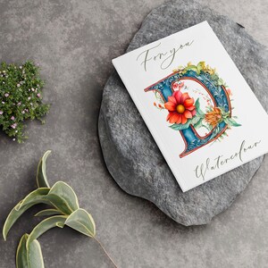 Graceful Alphabet Watercolor Png, 26 Floral Letters Clipart, Digital ...