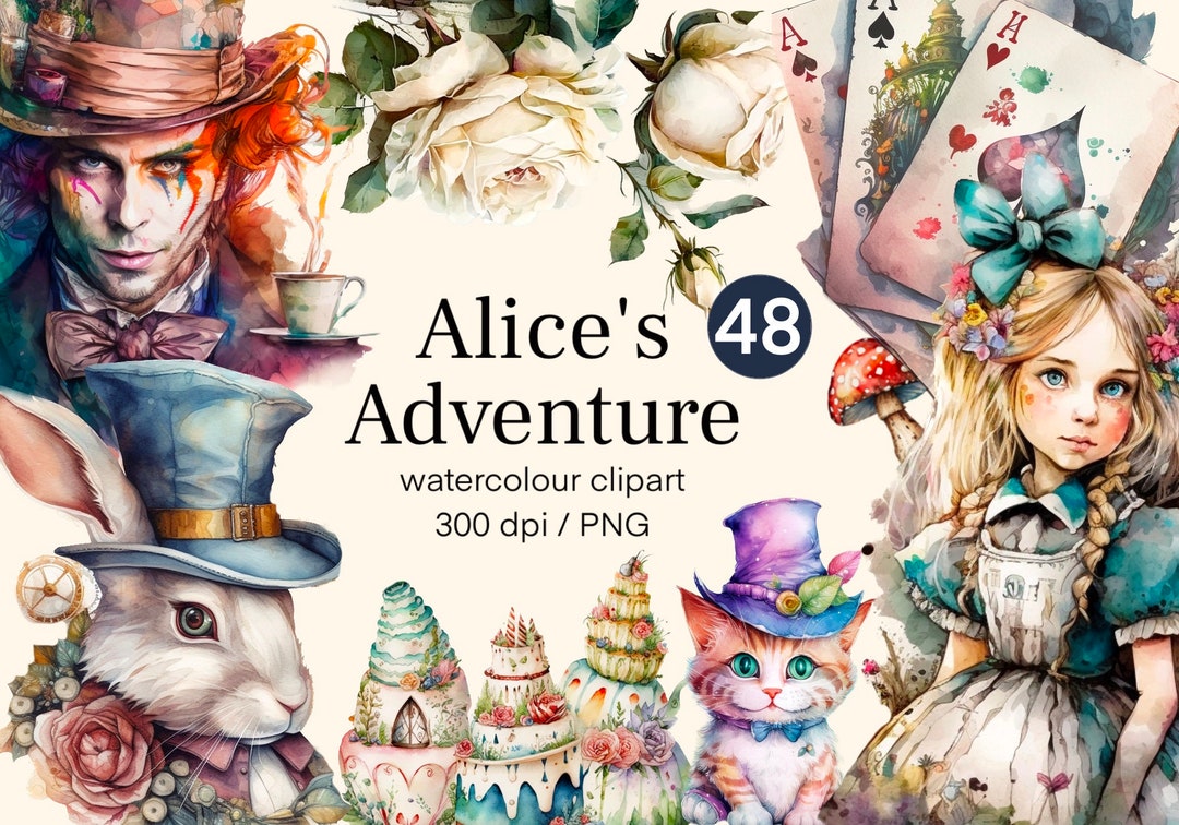 Alice’s Adventure Clipart Watercolor, Alice Fairytale Hero Digital ...