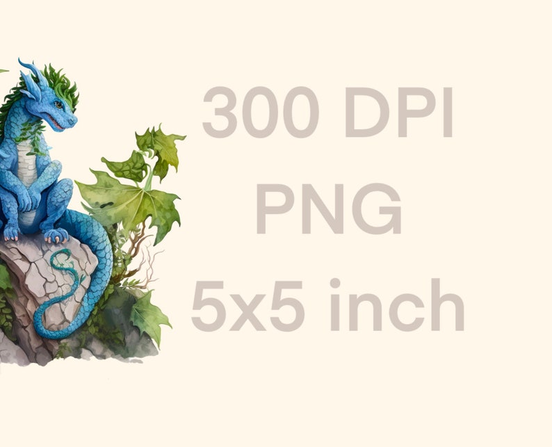 Baby Dragons Clipart Watercolor Png Cute Blue Baby Dragon - Etsy