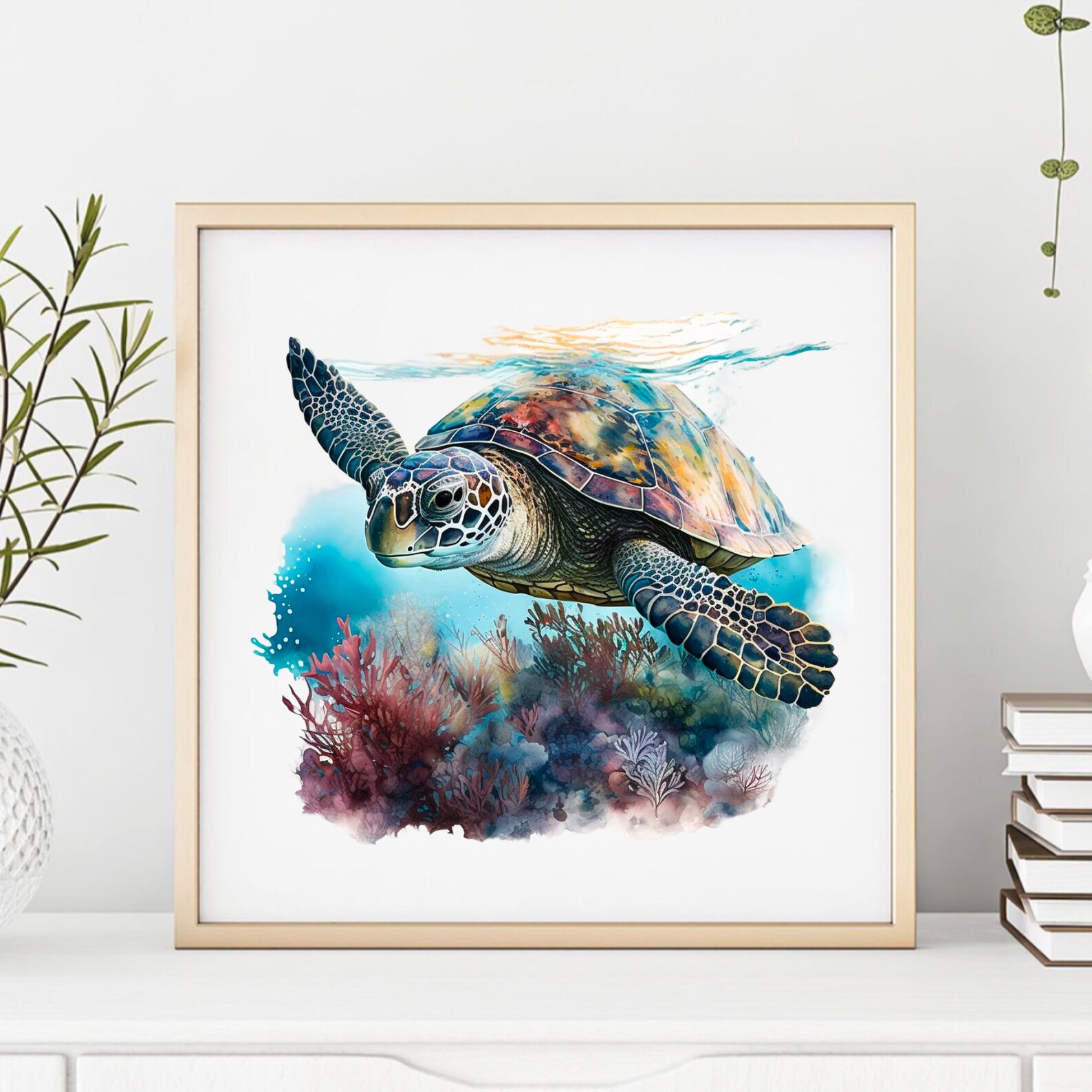 Cute Turtles Watercolor Clipart Undersea World Digital Print - Etsy
