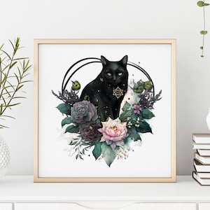 Black Cats and Ravens Clipart Watercolor Png, Cute Digital Print ...