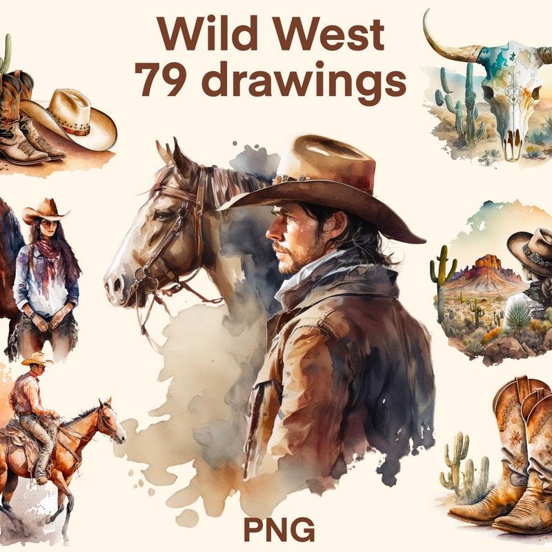 Cowboy Watercolor - Etsy