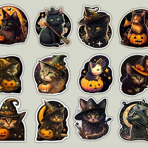 Magic Cats Sticker Pack Printable PNG Stickers, Digital Stickers - Etsy