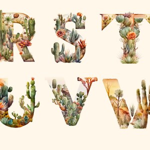 Alphabet Desert Style Watercolor Png, 26 Floral Letters, Baby Room ...