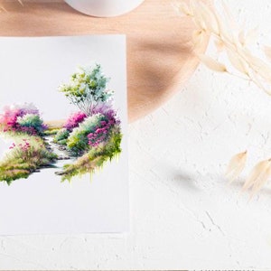 Sunny Summer Garden Clipart Watercolor Sublimation Download, Digital ...