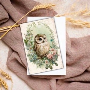 Owl Digital Cards, Journal Cards, Vintage Postcards Print, Digital ...