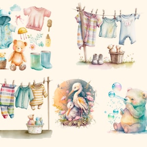 Baby Boy, Watercolor Clipart, Newborn Children PNG, Boy, Nursery Decor ...