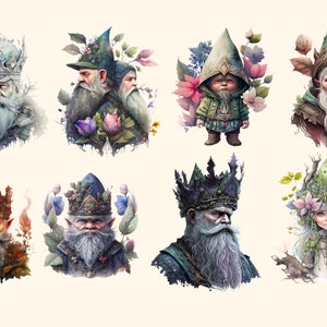 Forest Gnomes Clipart Watercolor Png, Clipart, Occult Illustration Set ...