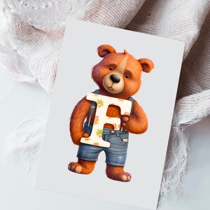 Bears With Alphabet, Animal Alphabet Watercolor Png, 26 Floral Letters ...