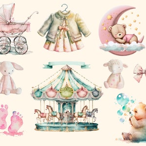 Baby Girl, Watercolor Clipart, Newborn Children PNG, Girl, Nursery ...