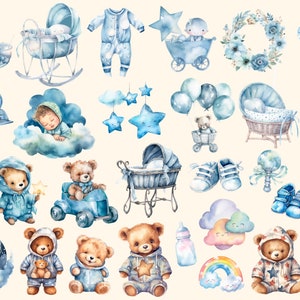 Baby Boy, Watercolor Clipart, Newborn Children PNG, Boy, Girl Nursery ...