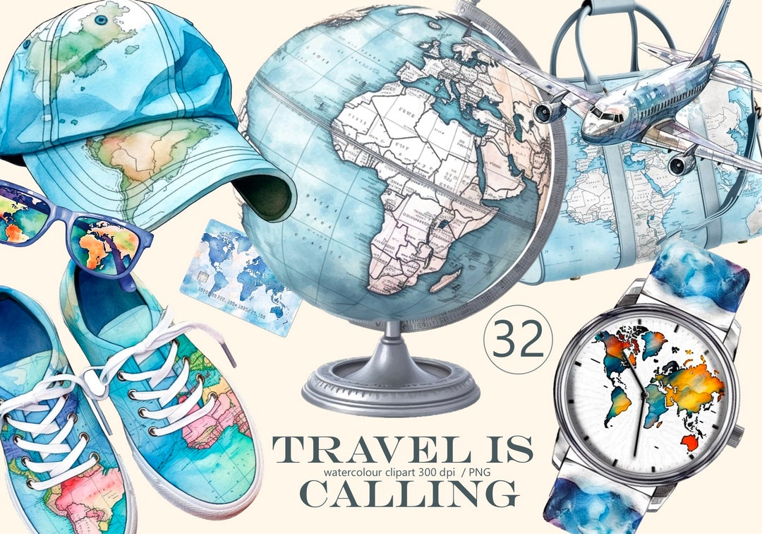 Travel, Summer Travel Clipart Watercolor Sublimation Download, Vacation ...