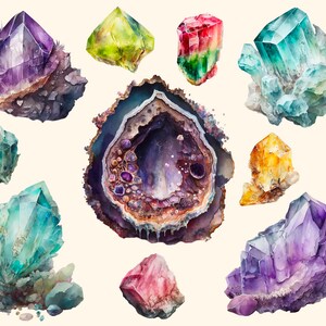 Minerals Clipart Watercolor Png, Gems, Precious Stones Digital Print ...