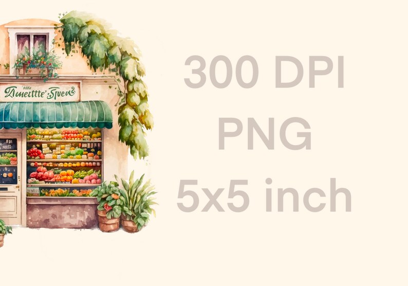 Lovely Shops Clipart Watercolor Digital Print Illustration - Etsy