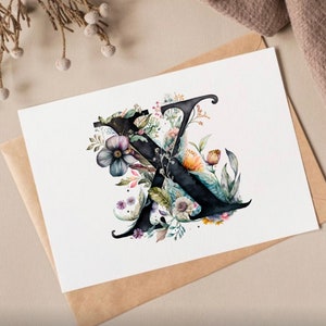 Black Flower Alphabet Watercolor Png, 26 Floral Letters Clipart ...