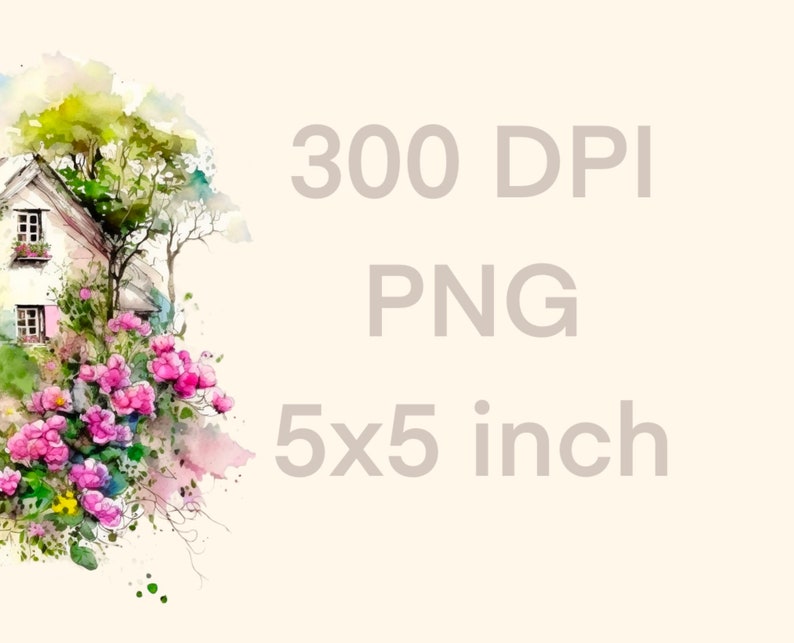 Country Cottages Clipart Watercolor Digital Print - Etsy